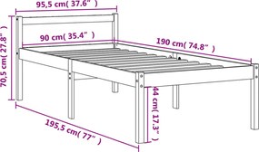 vidaXL Postel pro seniory voskově hnědá 90 x 190 cm masivní borovice [844151]