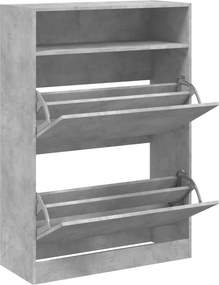 Botník se 2 výklopnými zásuvkami betonově šedý 80 x 34 x 116 cm 3214409
