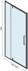 Jednokřídlé sprchové dveře REA RAPID SWING pro instalaci do niky 120 cm, černé