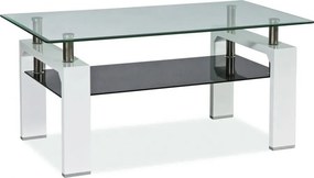 Nábytkáři ORFA LISA II - konferenční stůl (LISA 2BH) nohy bílý lesk /police sklo černé/ čiré horní sklo ,kolekce (S) (K150)