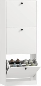 HOMCOM Botník se 3 Zásuvkami, Botník s Nastavitelnými Přihrádkami, Úzký Botník pro 12 Párů Bot 47 x 26 x 120 cm, Bílý | Aosom
