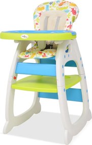 vidaXL Rozkládací jídelní židlička 3 v 1 se stolkem, [10143] Barva: Modro-zelená