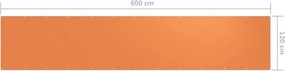 Balkónová zástěna oranžová 120 x 600 cm oxfordská látka 135055