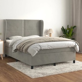 Box spring postel s matrací světle šedá 140x190 cm samet