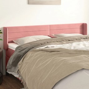 Čelo postele typu ušák růžová 163x16x78/88 cm samet 3118967