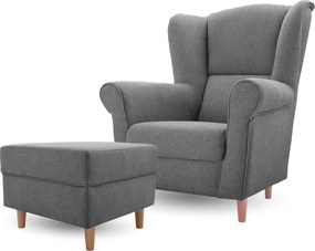 IDZ Sedací souprava: Křeslo LOFT 1 + taburet LOFT, Tmavá šedá Avra 17