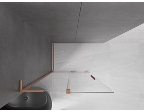 Mexen Velar L, posuvná sprchová zástěna Walk-in 120 x 200 cm, 8mm čiré sklo, měděná matná, 871-120-003-03-65