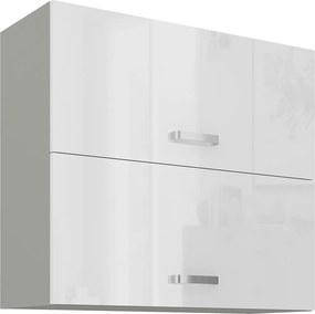 BIANCA sb | horní skříňka 80 GU-72 2F výklopná | 80 cm | světle šedá/bílá lesk