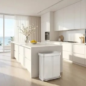 Simplehuman 58 l (34/24) bílá ocel / Pedálový odpadkový koš na tříděný