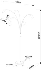 Globo 57910-5SSA - Stojací lampa ROBBY 5xGU10/35W/230V