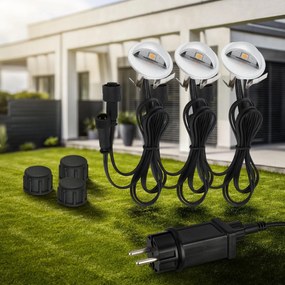 BRI 3922034 CONNECT TO SHINE startovací sada Teak 3ks LED zapuštěných svítidel do země, IP65 - BRILONER