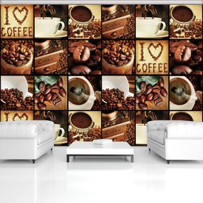 Fototapeta - I Love Coffee - koláž (152,5x104 cm)