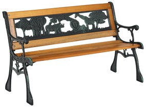 Dětská zahradní lavička NADAZA ocel a plast černý, dřevo přírodní