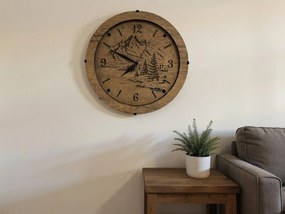 Li-Go "Hory" Dřevěné hodiny, provedení dub velikost svítidla/hodin: 31 cm