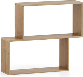 Costway 3 Tier Geometric Knihovna Volně stojící dřevěná police s 2 Přihrádky