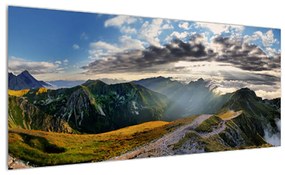 Obraz horské skalnaté krajiny  (100x40 cm)