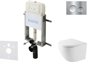 kielle Genesis New - Set předstěnové instalace, kompaktního klozetu Oudee, Vortex Rimless+, sedátka softclose a tlačítka Gemini New I, lesklý chrom 30528SZ38