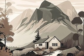 Obraz skandinávská chata v horách Varianta: 120x80