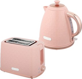 HOMCOM Sada rychlovarné konvice a topinkovače, rychlovarná konvice o objemu 1,7 litru a příkonu 2200 W s automatickým vypínáním a dvouplátkový topink…