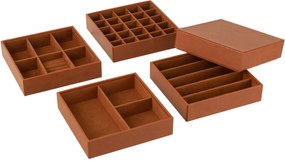 Hnědá 4-patrová šperkovnice z umělé kůže Cognacco - 20*20*22 cm