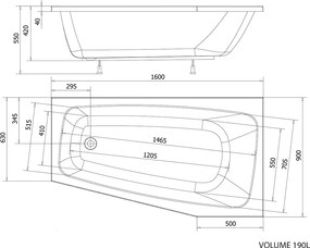 Aqualine, BEROUNKA vana 160x90x41cm, pravá, bílá, A1691