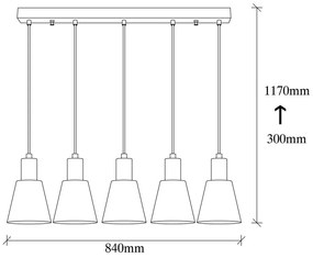 Černé závěsné svítidlo pro 5 žárovek Opviq lights Kem