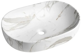 Sapho Sapho, CALEO keramické umyvadlo na desku 60x42cm, bianco carrara, CA590BC