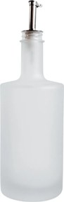 Skleněná láhev na olej 500 ml bílá mléčná s nerezovou nálevkou VILO