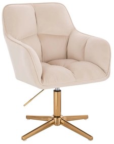 LuxuryForm DESIGN Otočné křeslo AMALFI VELUR na zlatém kříži - krémové