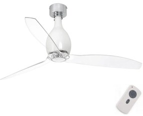 FARO Barcelona | FARO 32020-Stropní ventilátor MINI ETERFAN bílá/čirá pr. 128 cm+dálkové ovládání | FA32020