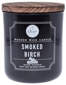dw HOME Vonná svíčka s dřevěným knotem Smoked Birch 326 g, černá barva, sklo, vosk
