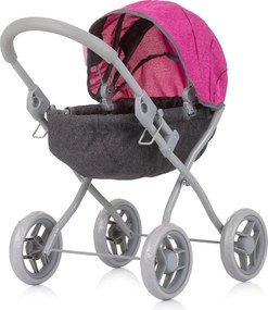 Chipolino hluboký kočárek pro panenky daisy grey/pink linen