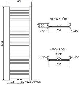 Mexen Hades, topné těleso 1200x400 mm, 367 W, zlatá lesklá, W104-1200-400-00-50