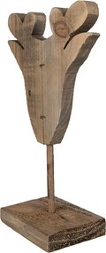 Hnědá antik dřevěná dekorace hlava sob na podstavci - 16*8*25 cm