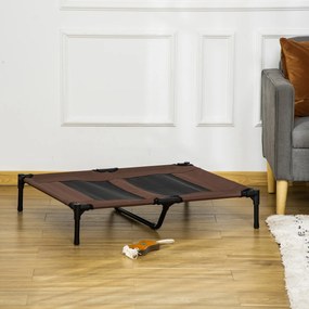 PawHut lehátko pro psy venkovní pelíšek a pohovka pro psy 92x76x18cm v kávově hnědé barvě pro pohodlné spaní venku