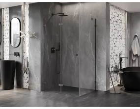Mexen Lunar-F, sklápěcí sprchový kout levý 90 x 70 cm, 8mm čiré sklo, profil grafit broušený, 836-090-070-66-00-L