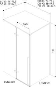 Novoterm Modul sprchového koutu NV-Long DR BL 100 - dveře, černá/transparent - bez vaničky