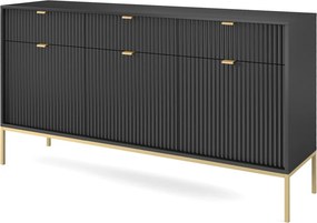 Komoda NOVA cz KSZ154 | se zásuvkami a policemi | 154 cm | černá/zlatá