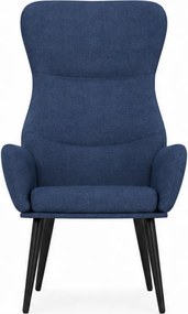 relaxační křeslo, odpočinkové, dřevo/kov/textil, 96x68x79 cm, nohy černé/modrá, Dekorino KR20260058