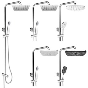 Mereo, Sprchový set s tyčí hranatý, nerezová hlavová sprcha a třípolohová ruční sprcha, CB95001SS2