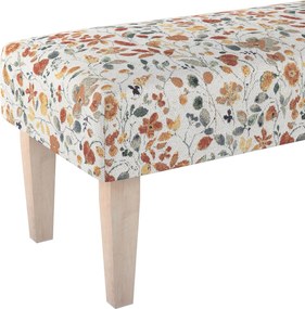 Dlouhá lavička 100x40cm barva oranžová látka pletený vzor, vzorované