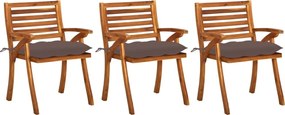 vidaXL Zahradní jídelní židle s poduškami 3 ks masivní akáciové dřevo [3060847] Barva: Jasně zelená