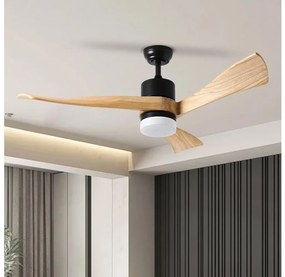 ZEVENTI - LED Stropní ventilátor NATURITO LED/18W/230V Wi-Fi Tuya černá/dub + DO