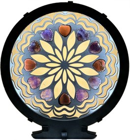 Li-Go "Srdce, ametystová/karneolová mandala" Stolní lampa 20x22 cm černá s patinou