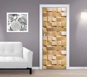 Samolepící fototapeta na dveře 95x210cm - dřevěné kostky