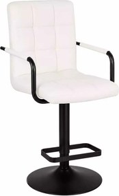 LuxuryForm DESIGN Barová židle VERONA BLACK na černé kulaté podstavě - bílá