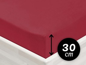 Jersey napínací prostěradlo na vysokou matraci JR-010 Vínové 90 x 220 - výška 30 cm