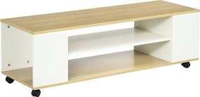 HOMCOM TV Stojan na Kolečkách - Nástěnný TV Stojan s 2 Úložnými Policemi pro Televize do 139 cm - 120x40x38,5 cm | Aosom
