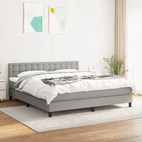 Box Spring Postel S Matrací Textil Světle Šedá tlačítka 160 x 200 cm