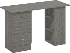 HOMCOM oboustranný počítačový stůl, stůl s 3 zásuvkami a 3 otevřenými regálovými přihrádkami, 120 x 49 x 72 cm, šedá